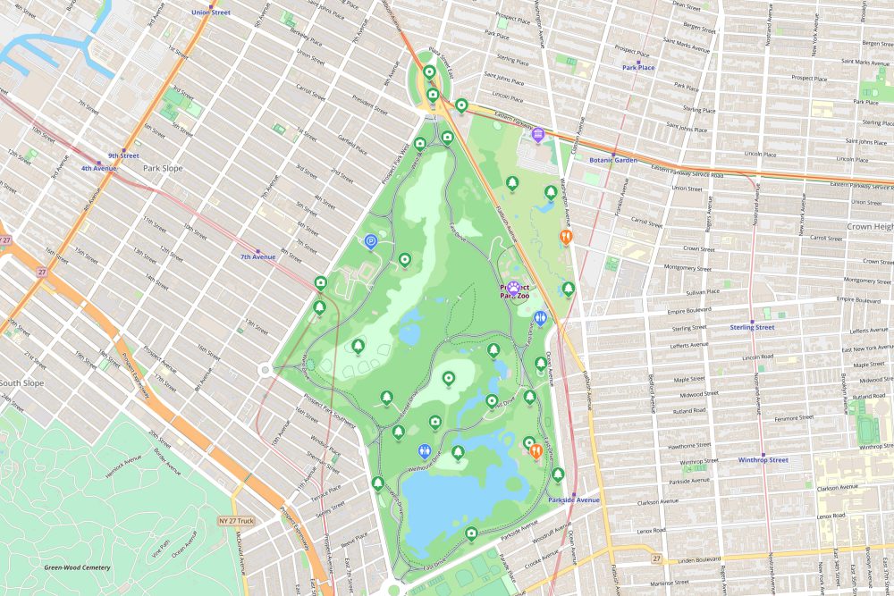 Prospect Park Map in Brooklyn, New York City - Road Inspired