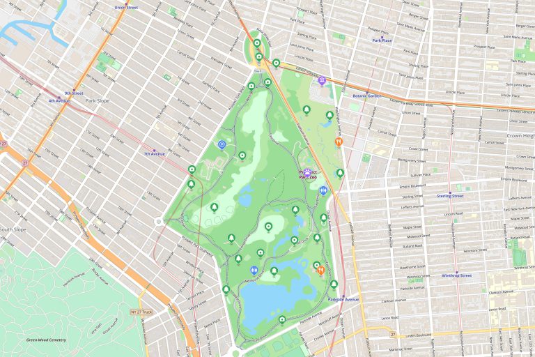 Prospect Park Map in Brooklyn, New York City - Road Inspired