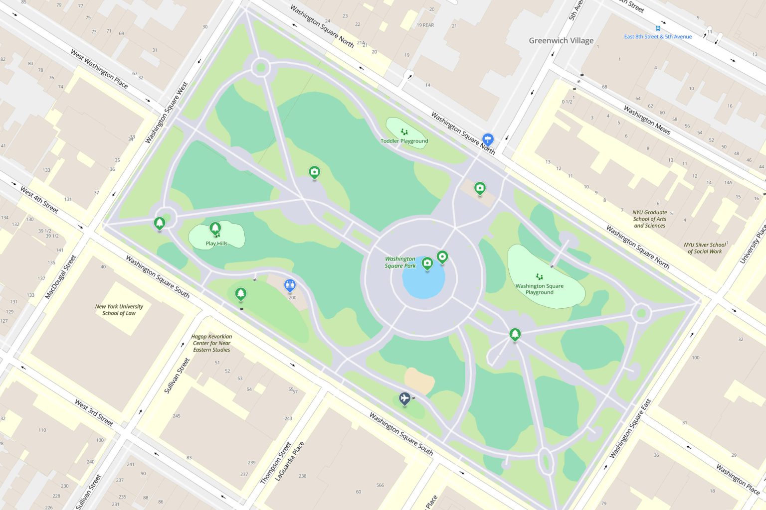 Washington Square Park Map in New York City - Road Inspired