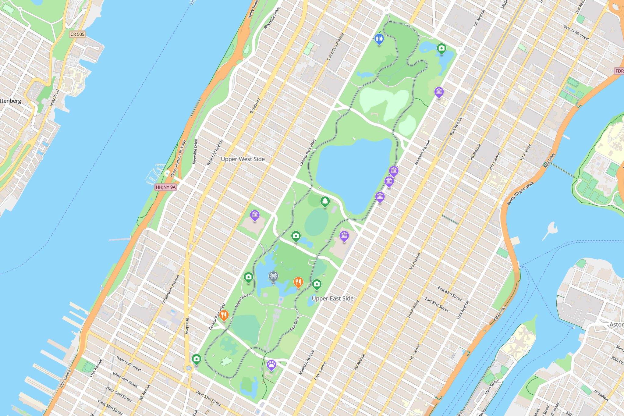 Central Park Map in New York City - Road Inspired