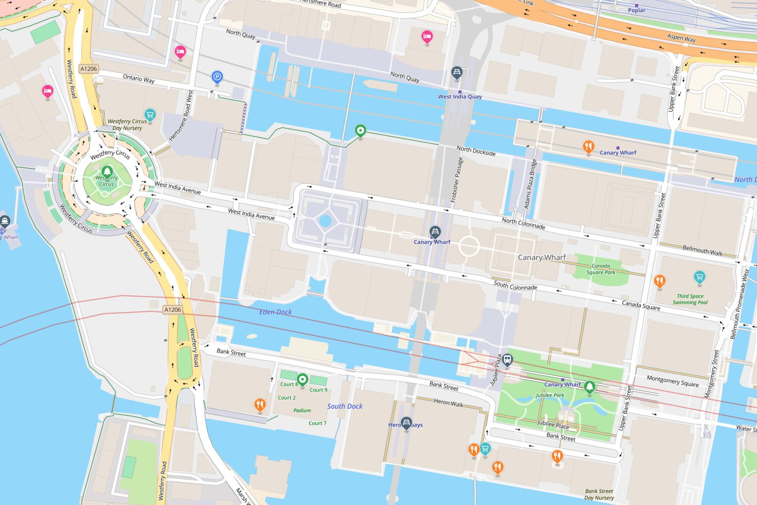 Canary Wharf Map in London - Road Inspired