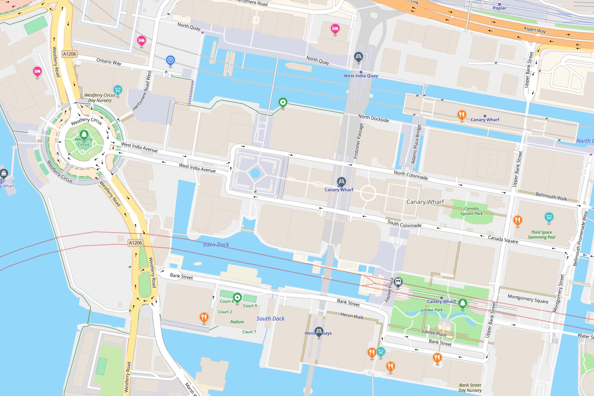 Canary Wharf Map in London - Road Inspired