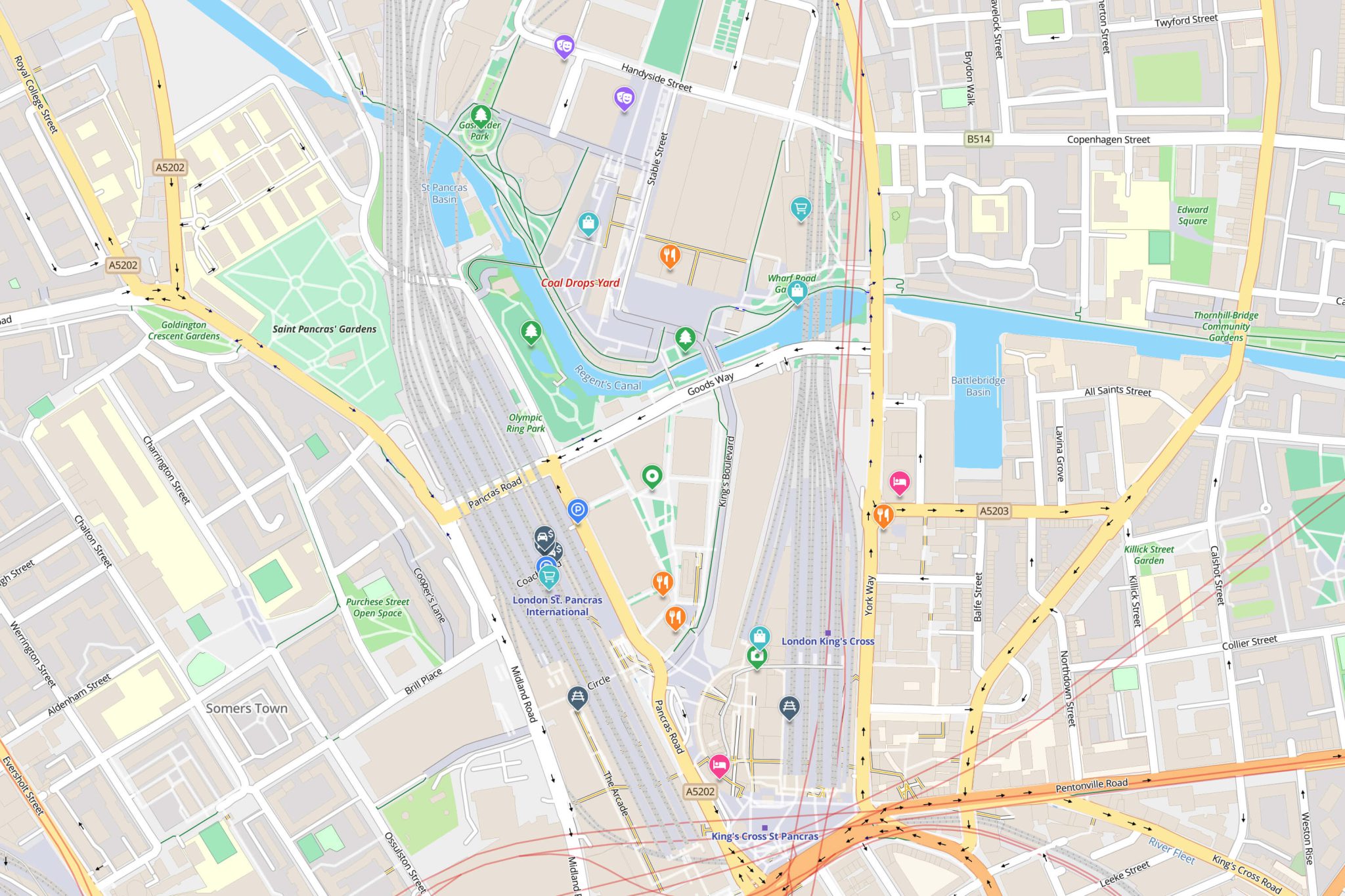 Kings Cross District Map in London - Road Inspired