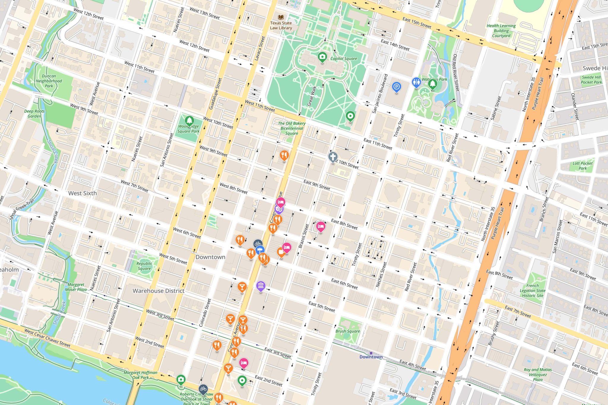 Downtown Austin Map - Road Inspired